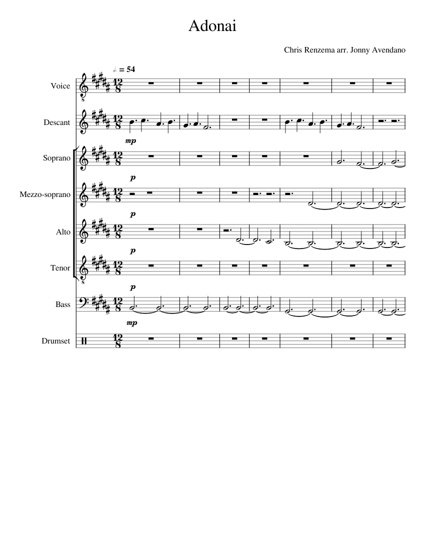 Adonai Sheet music for Soprano, Alto, Tenor, Bass voice & more ...