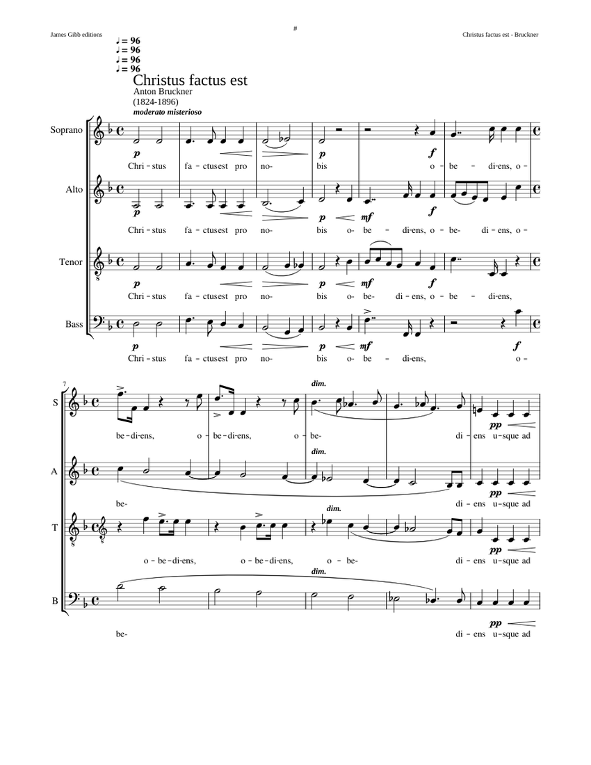Christus factus est, WAB 11 - Anton Bruckner Sheet music for Bass guitar (Solo) | Musescore.com