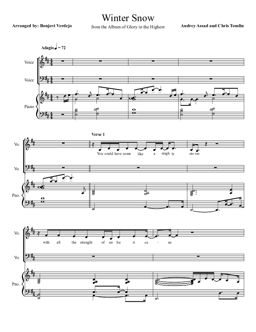 Winter Snow Sheet music for Piano, Voice (other) (Mixed Trio ...