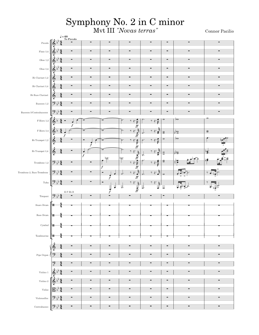 Symphony No. 2 in C minor Mvt 3 "Novas terras" Sheet music for Trombone, Organ, Tuba, Flute ...