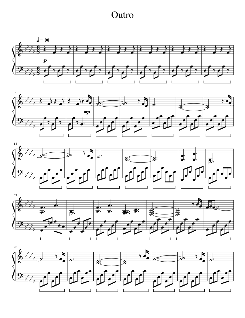 Outro Sheet music for Piano (Solo) | Musescore.com