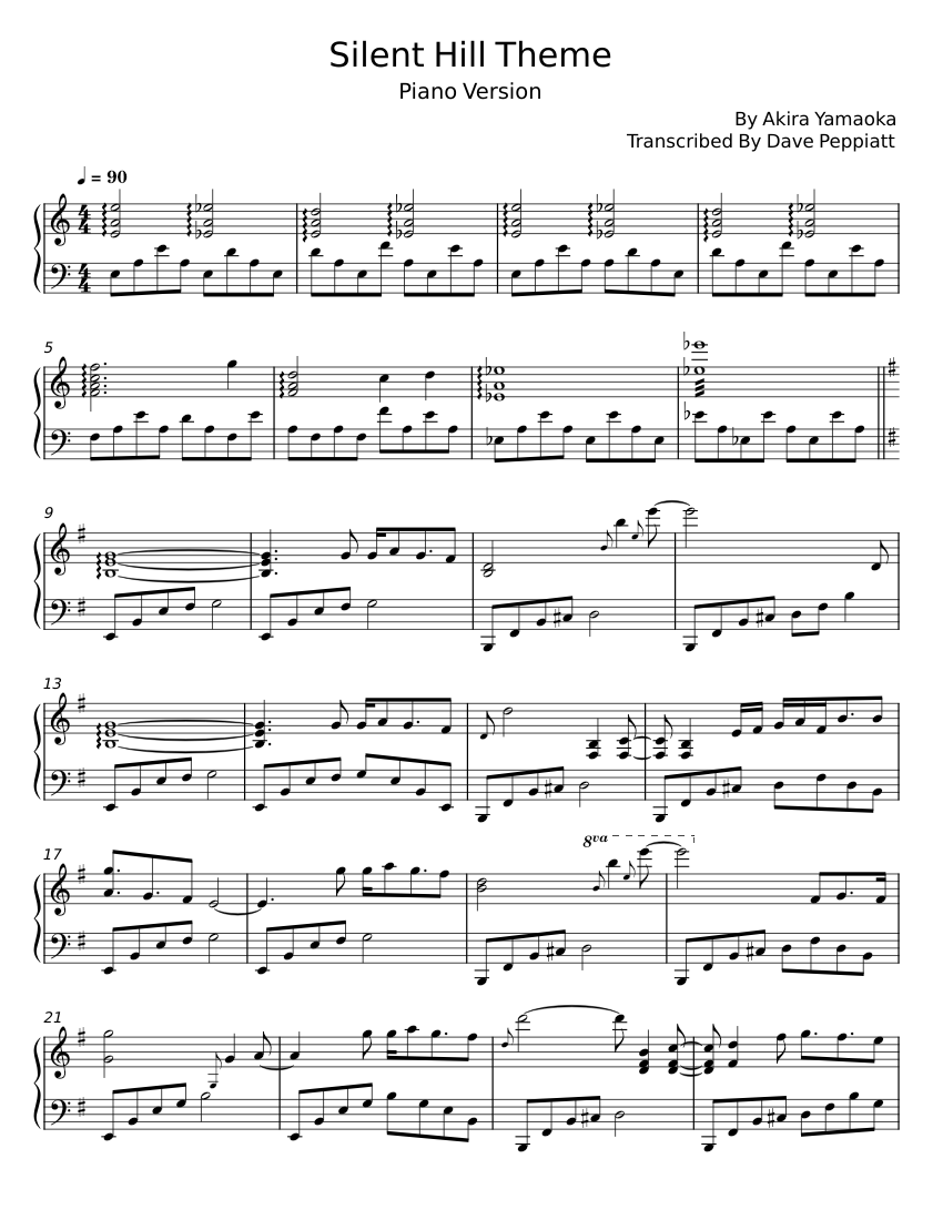 Silent hill theme - Akira Yamaoka Sheet music for Piano (Solo ...