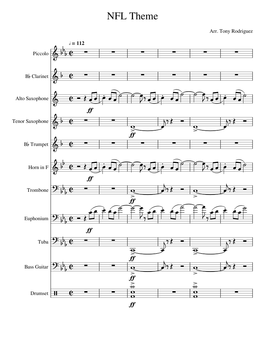 NFL Theme - Pep Band Arrangement Sheet music for Trombone, Euphonium ...
