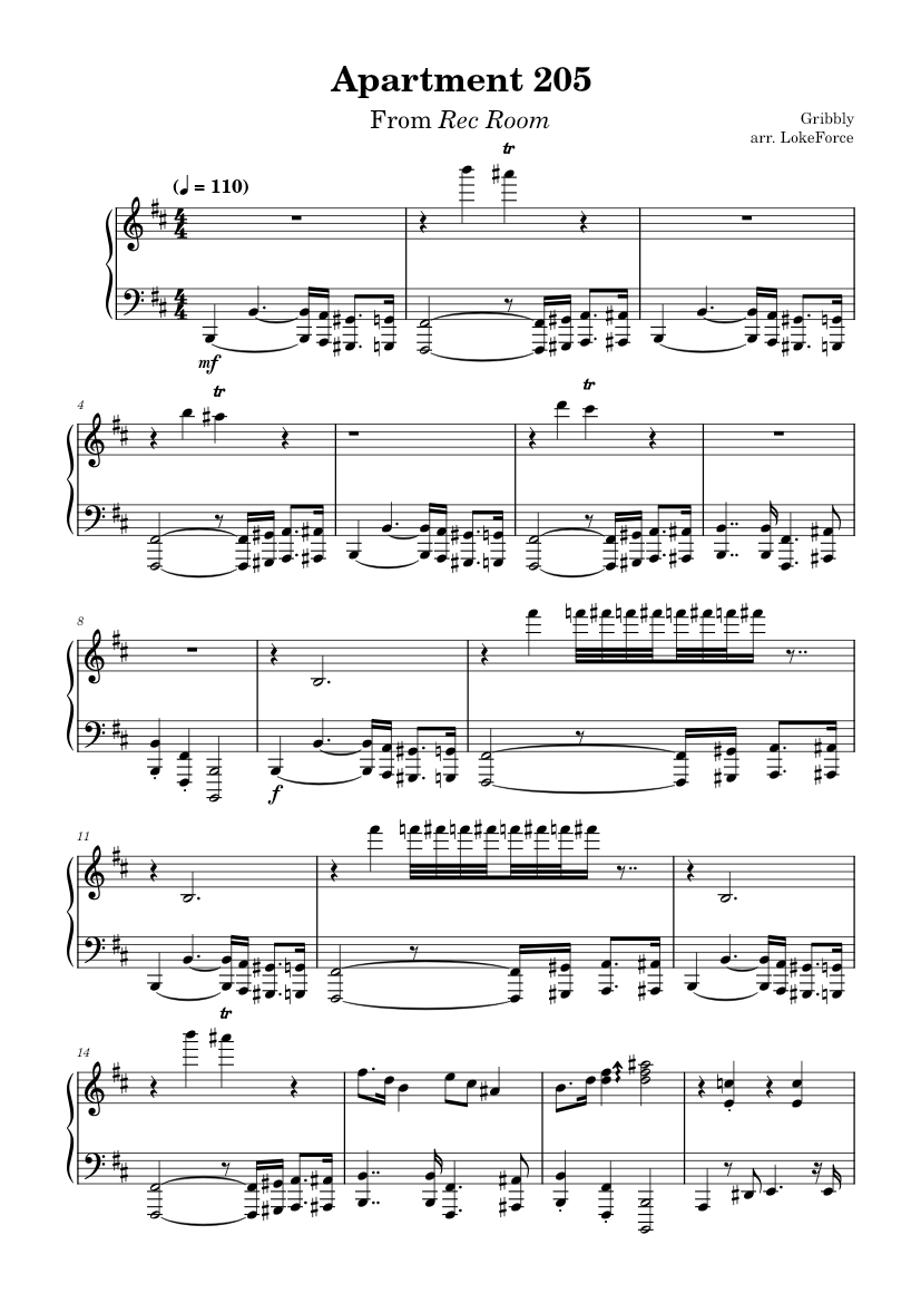 Apartment 205 – Gribbly Apartment 205 Rec Room Sheet music for Piano ...