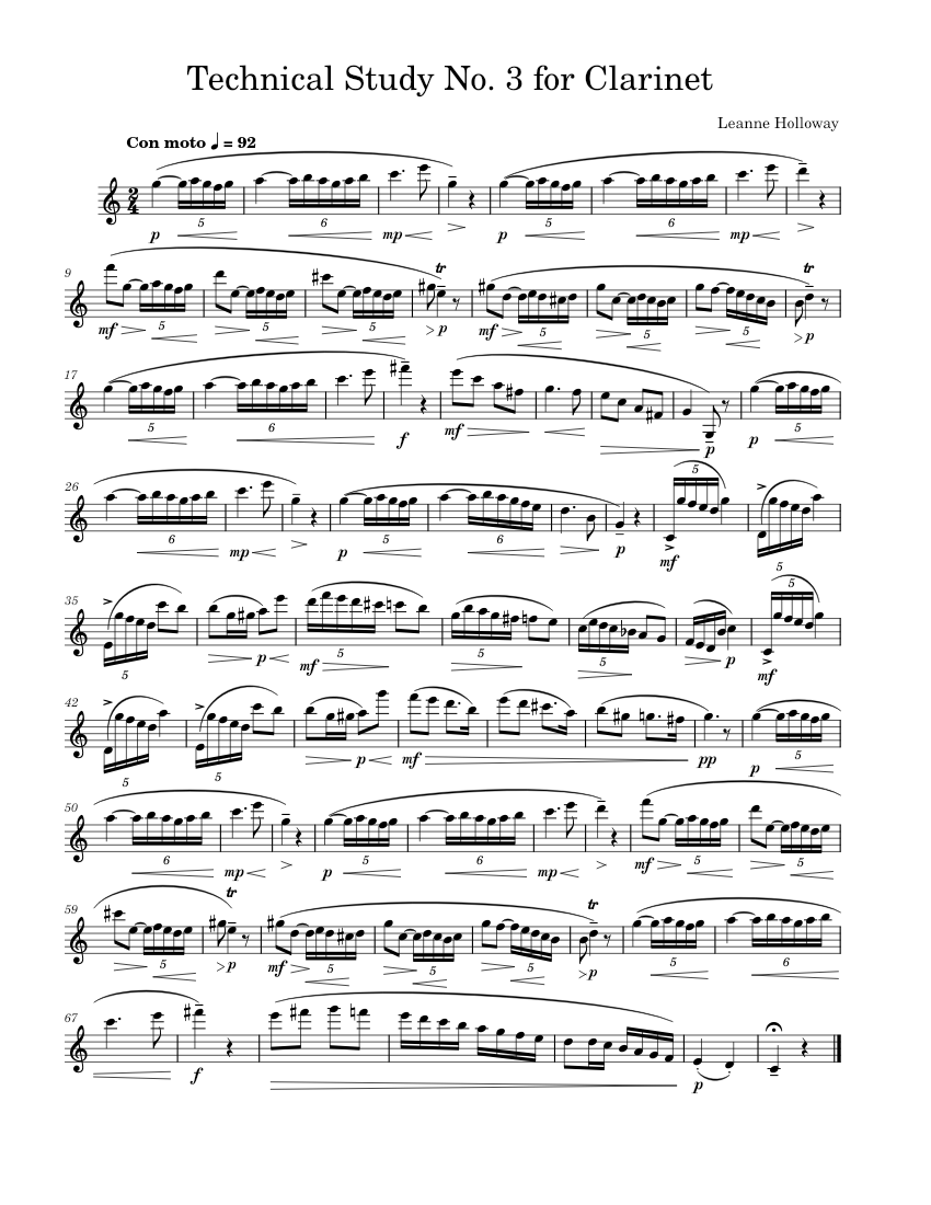 Technical Study No. 3 for Clarinet Sheet music for Clarinet in b-flat ...