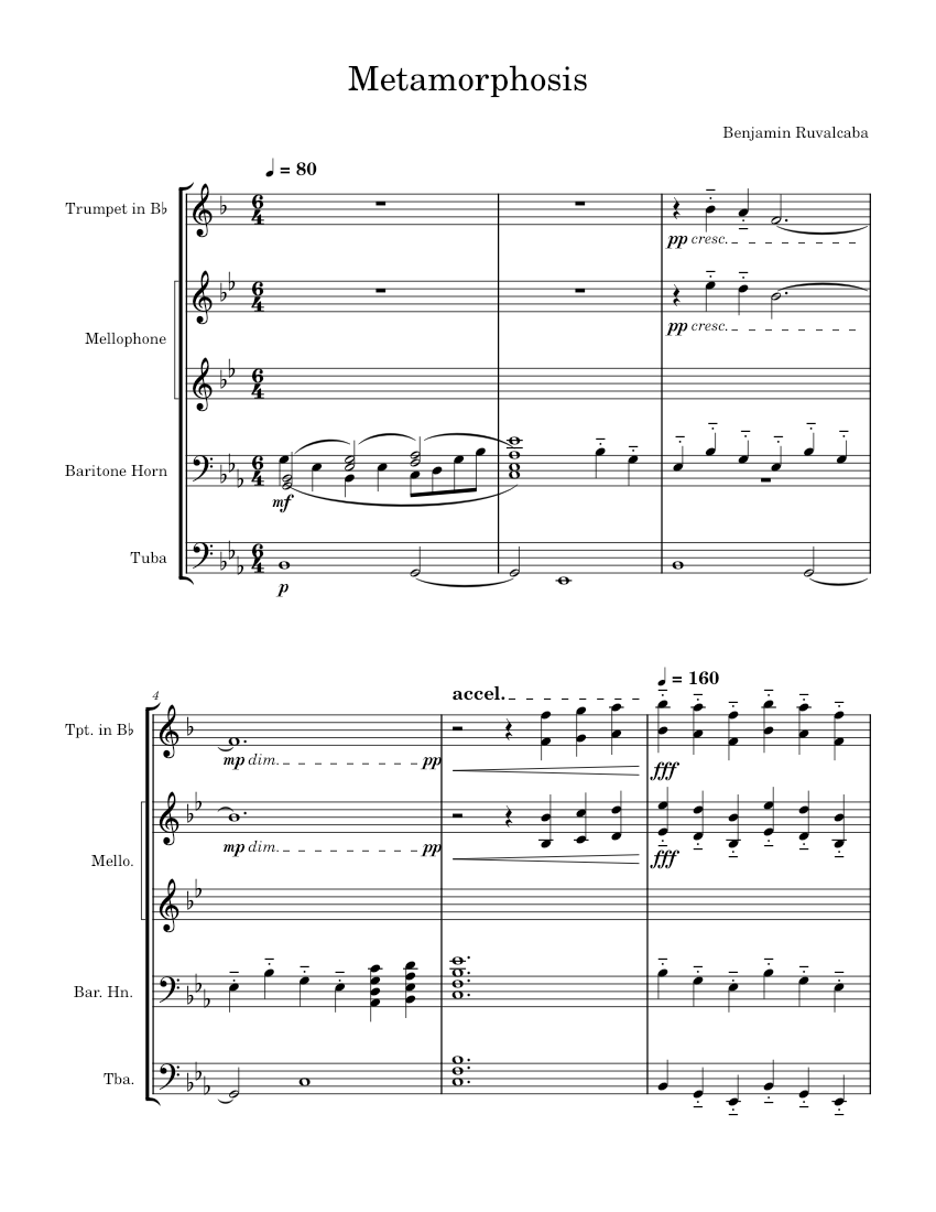 Metamorphosis Sheet Music for Tuba, French horn, Trumpet other (Drum ...