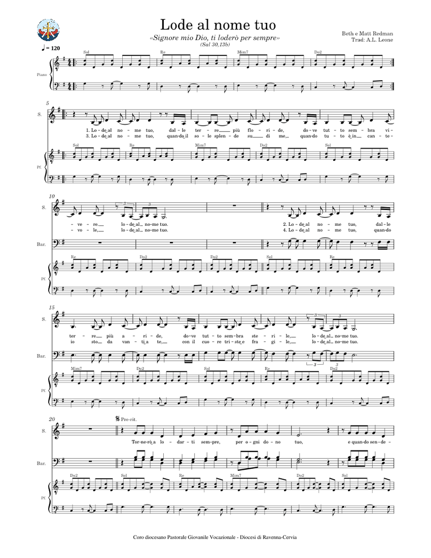 Lode al nome tuo – RnS - piano tutorial