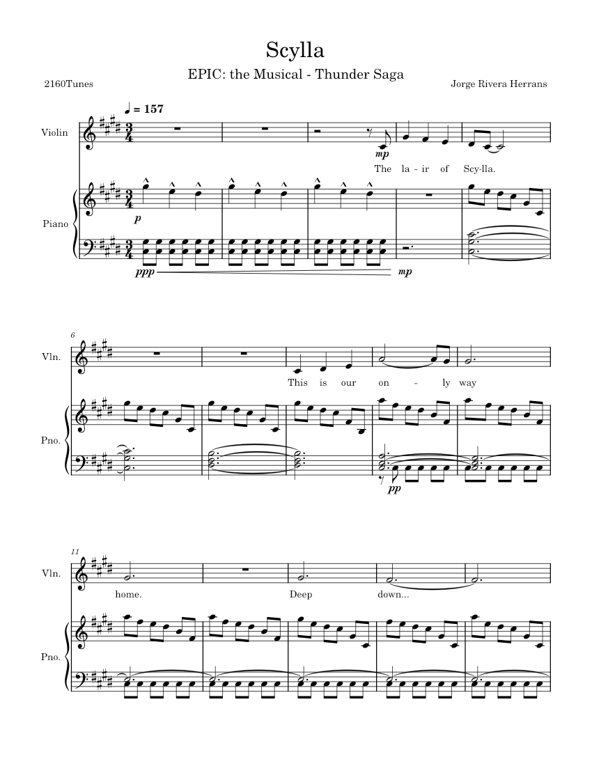 Scylla — Jorge Rivera-Herrans Sheet Music for Piano, Violin (Solo ...