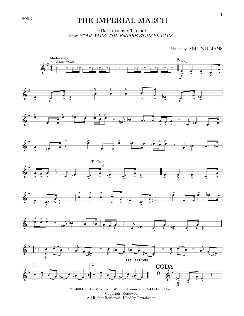 Play Official version of The Imperial March Sheet Music by John ...