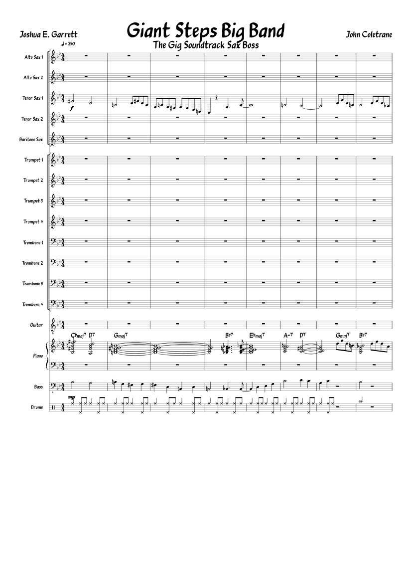 Giant Steps Big Band Sheet Music with Chords for Piano, Trombone ...