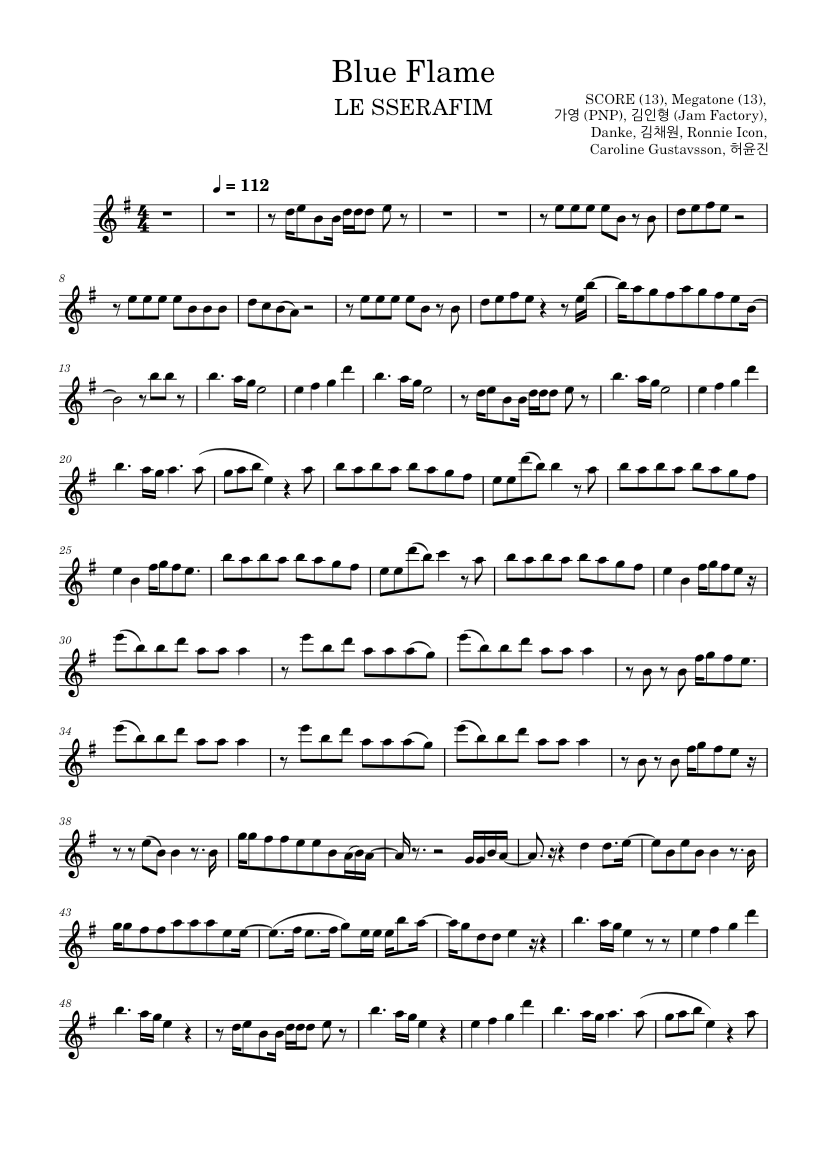 Blue Flame - LE SSERAFIM (르세라핌) Sheet music for Flute (Solo ...