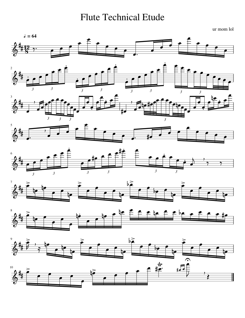 Flute Technical Etude Sheet music for Flute (Solo) | Musescore.com