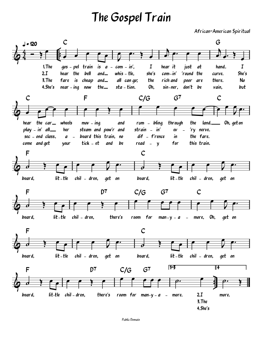 The Gospel Train (Lead sheet with lyrics ) Sheet music for Piano (Solo ...