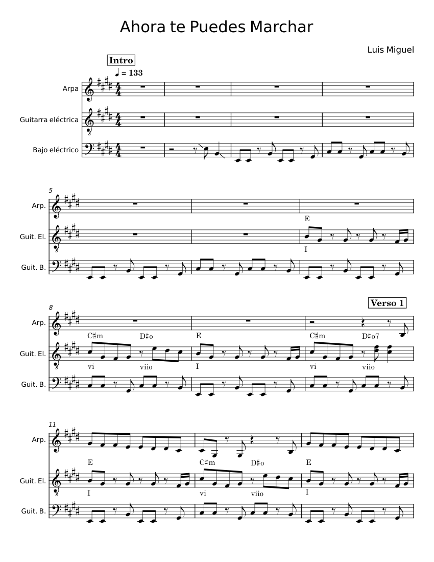 Ahora te puedes marchar - Luis Miguel Sheet music for Guitar, Bass ...