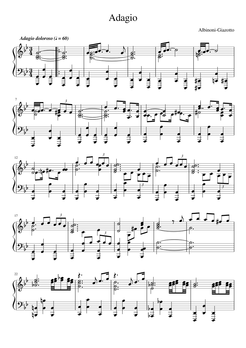 Adagio in G-Minor Sheet music for Piano (Solo) | Musescore.com