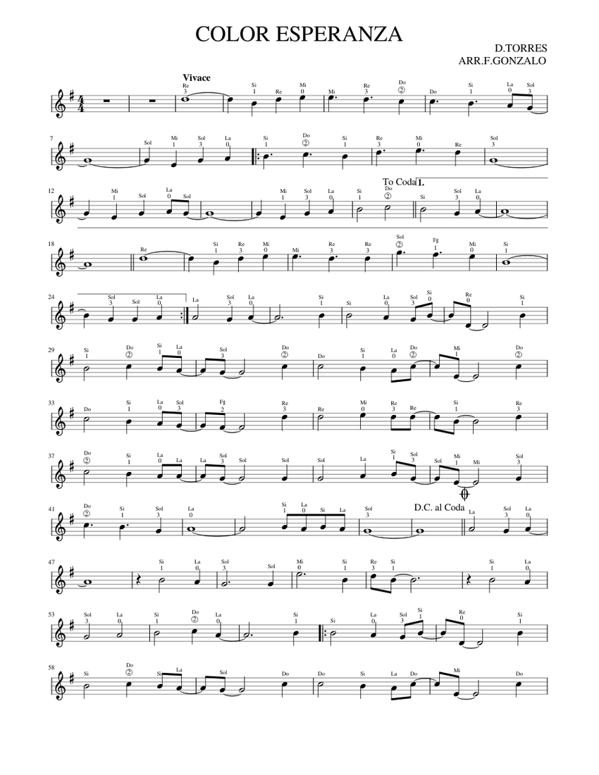 Color esperanza – Diego Torres Sheet music for Piano (Solo) | Musescore.com