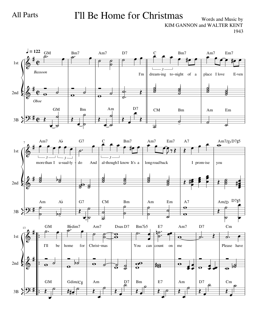 I’ll Be Home for Christmas Sheet music for Accordion (Piano Trio ...