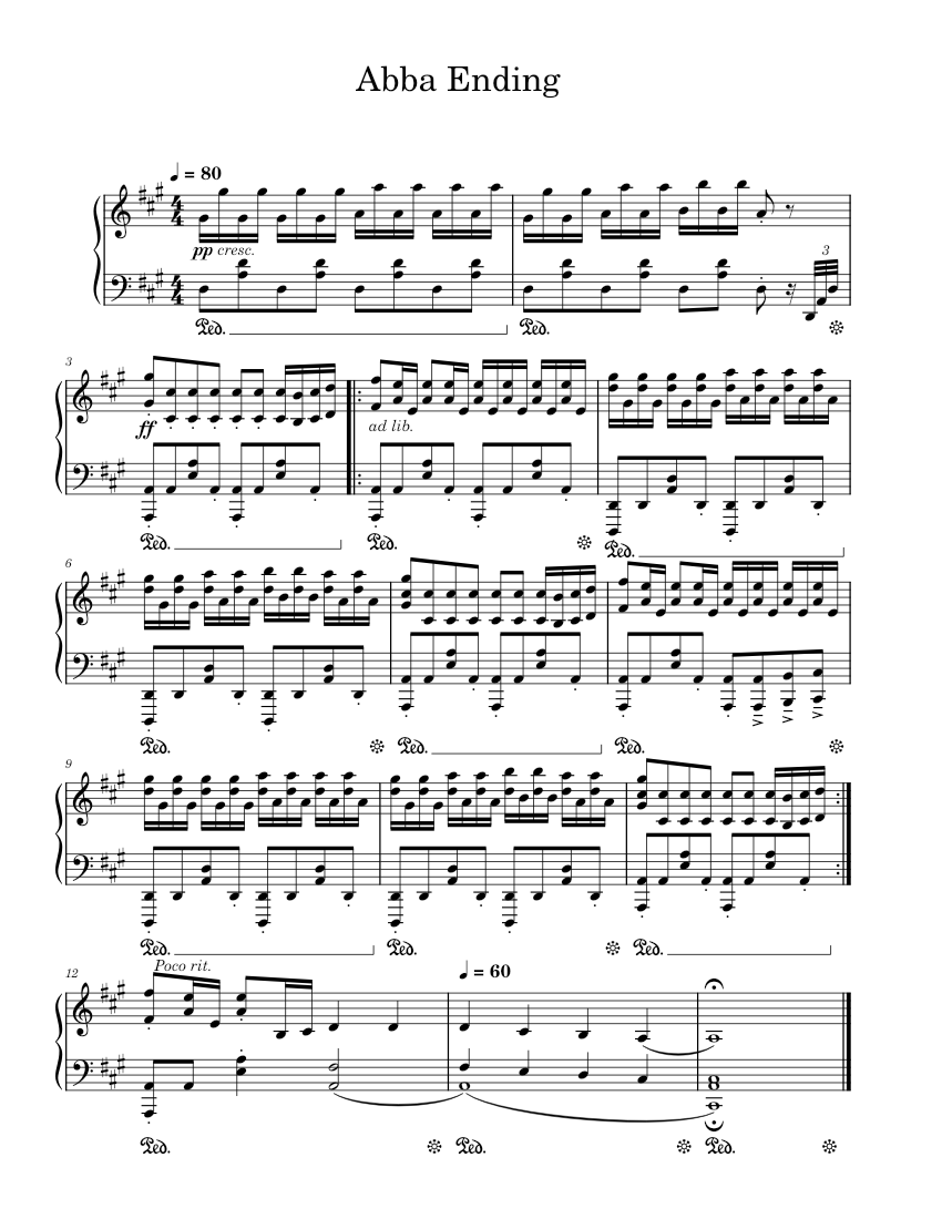 Chiquitita – ABBA Abba Ending Sheet Music for Piano (Solo) | MuseScore.com