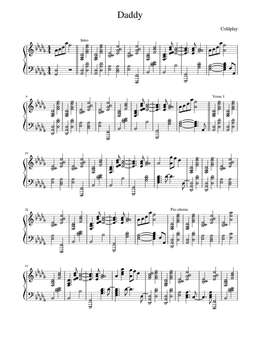 Daddy Sheet music for Piano (Solo) | Musescore.com