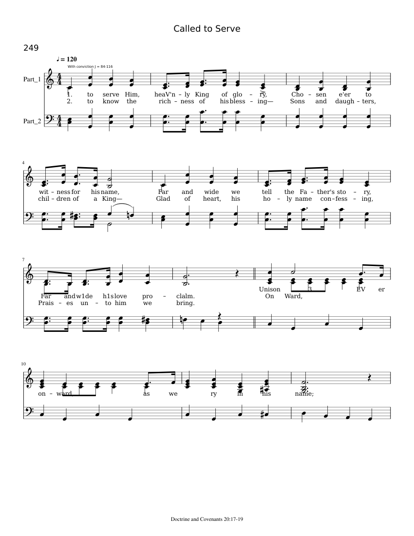 Called to serve – LDS Hymns Llamados a servir lds hymn Sheet Music for ...