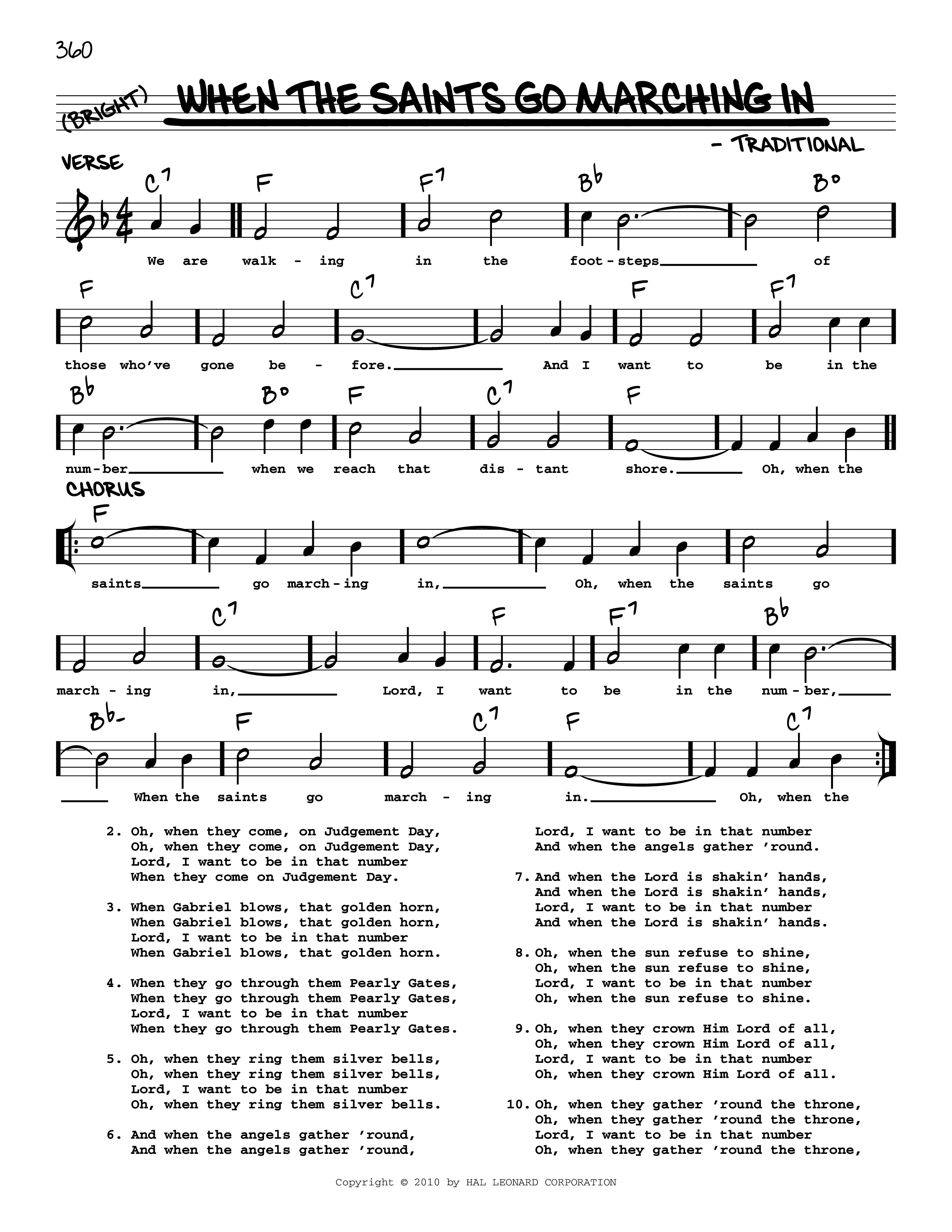 Play Official version of When the saints go marching in sheet music by ...