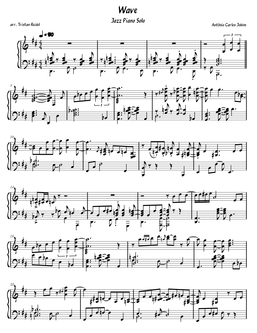 Wave – Antônio Carlos Jobim (Jazz Piano Solo) Sheet Music for Piano ...