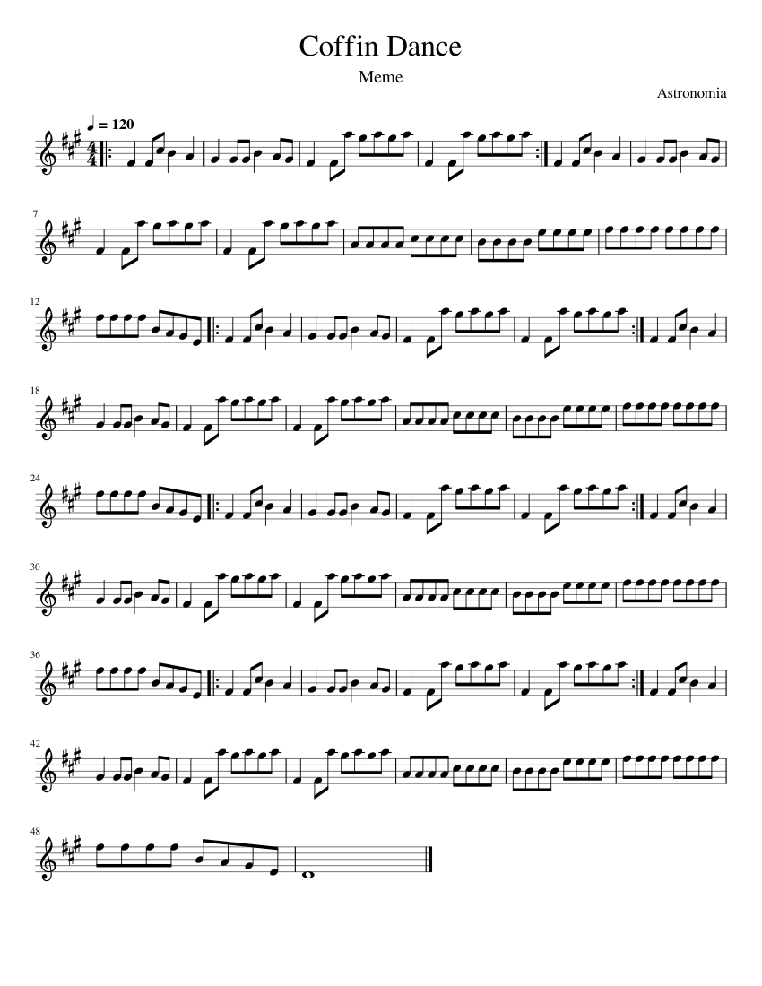 Coffin Dance Sheet music for Violin (Solo) | Download and print in PDF ...