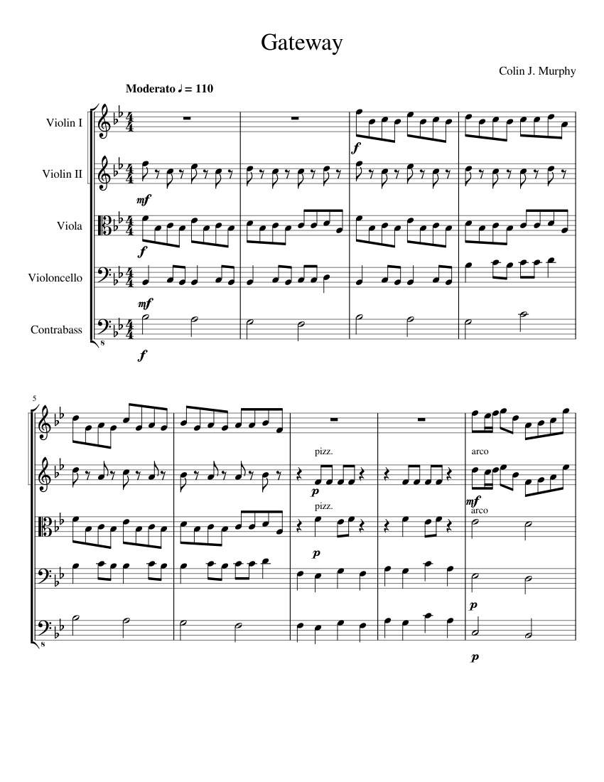 Gateway Sheet music for Contrabass, Violin, Viola, Cello (String ...
