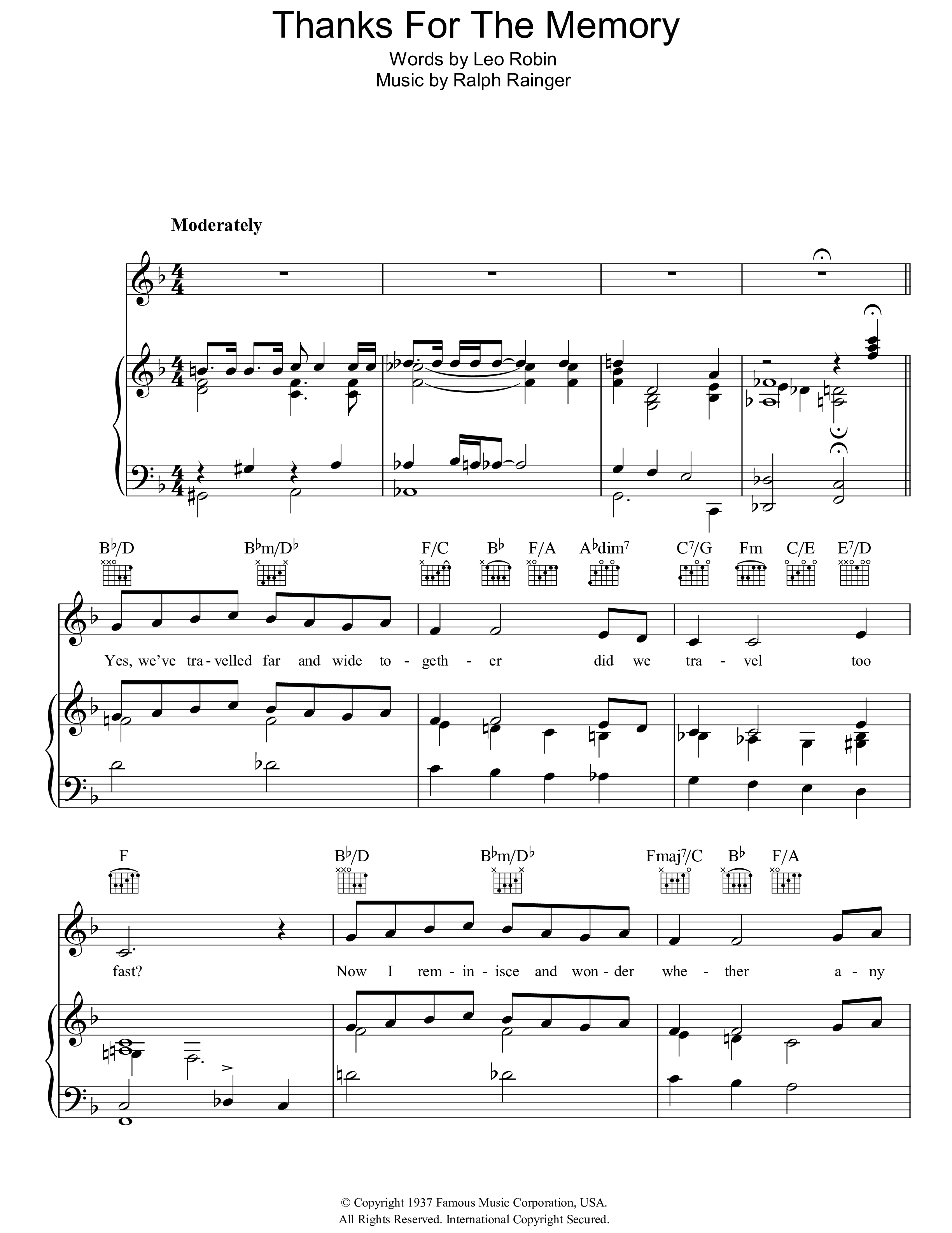 Play Official version of Thanks For The Memory Sheet Music by Bing ...