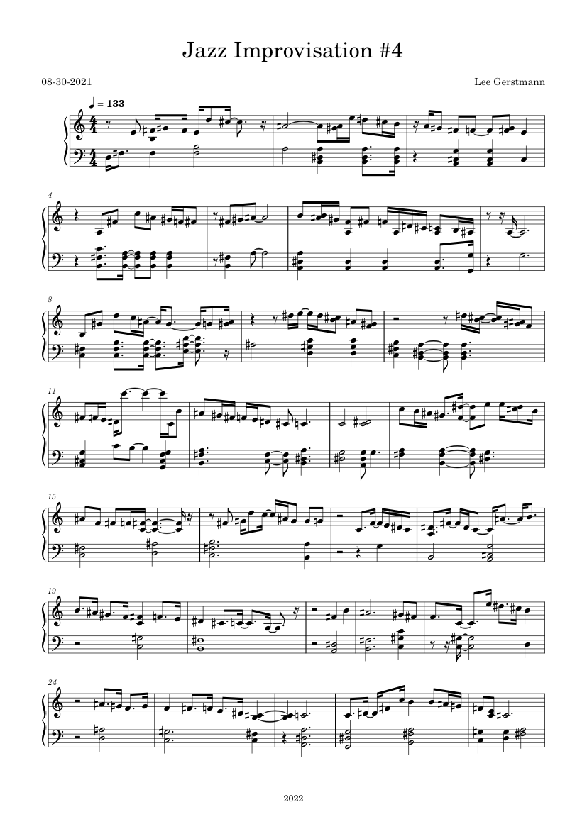 Jazz Improvisation #4 Sheet music for Piano (Solo) | Musescore.com