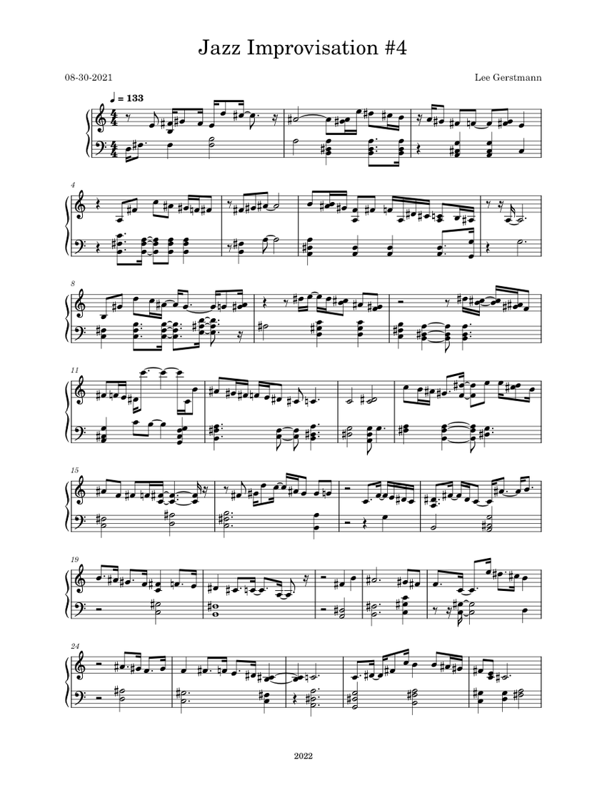Jazz Improvisation #4 Sheet music for Piano (Solo) | Musescore.com