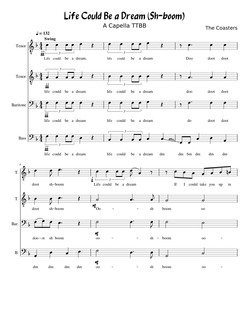 Life_Could_Be_a_Dream_Sh_boom_WIP Sheet music for Tenor, Bass voice ...