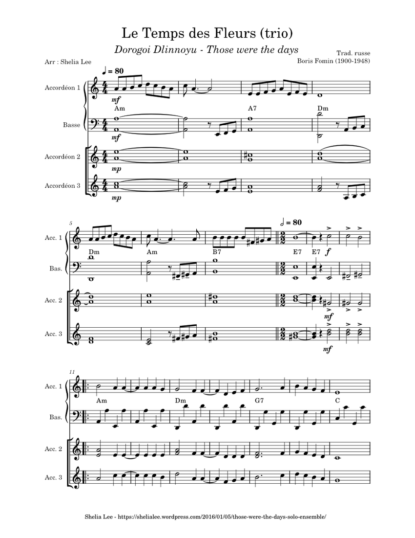 Those Were The Days – Boris Fomin (Trio accordion) Sheet music for ...