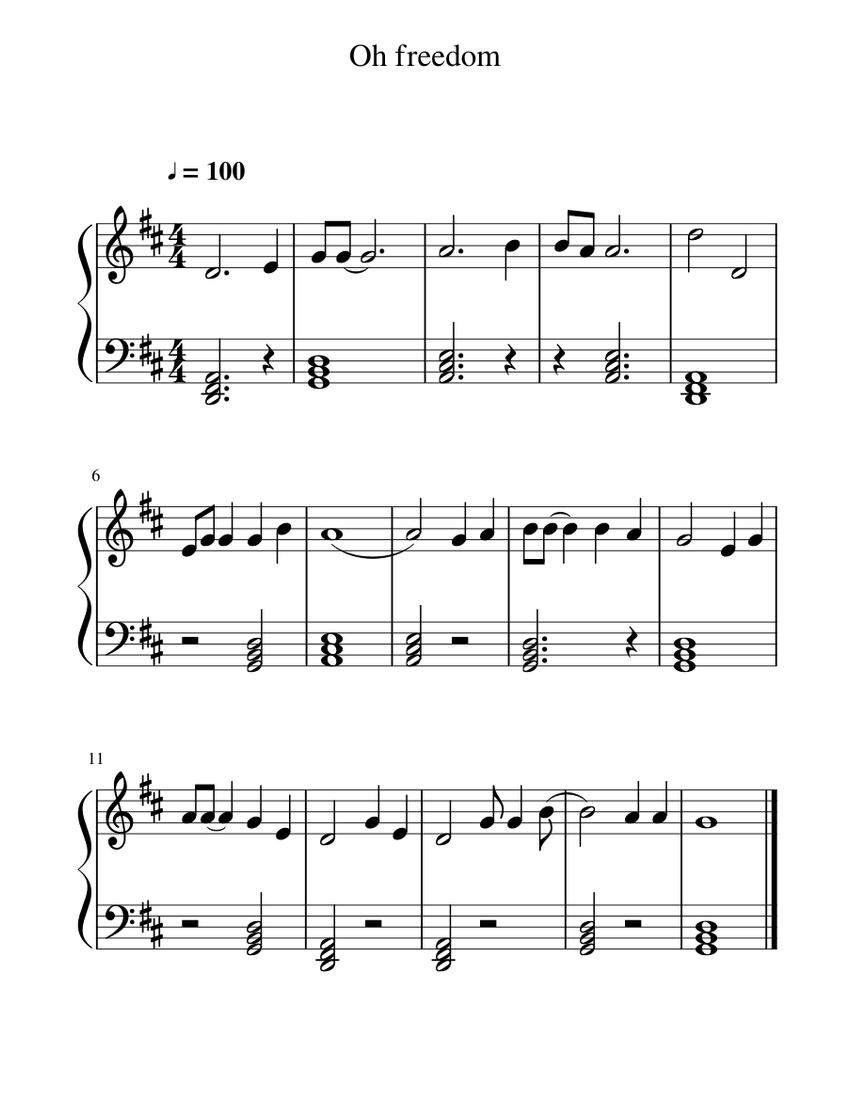 Oh freedom Sheet music for Piano (Solo) | Download and print in PDF or ...