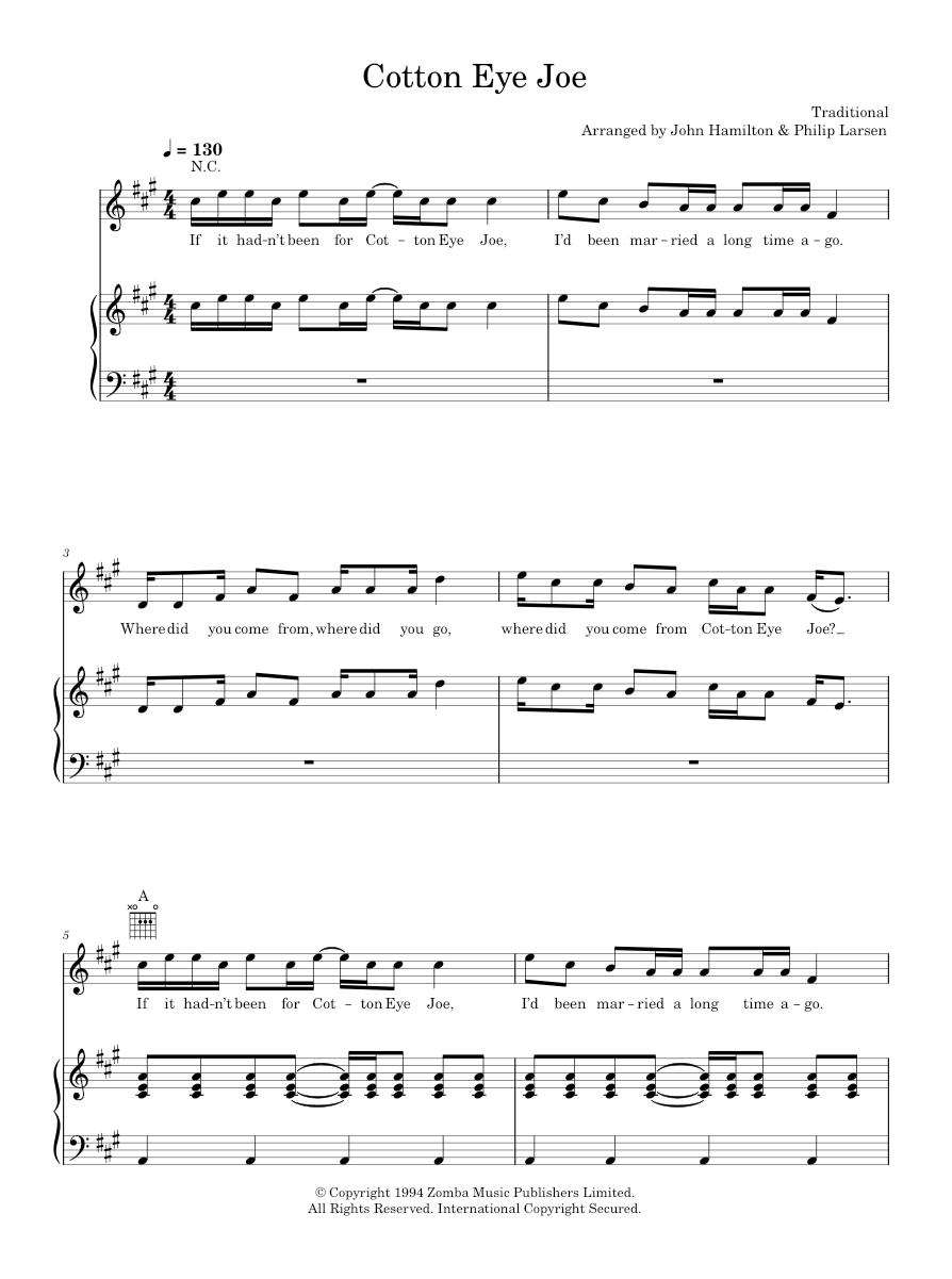 Play Official version of Cotton eye joe Sheet Music by Rednex for Piano ...