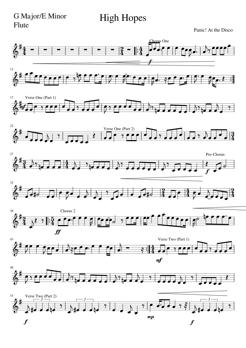 High Hopes Sheet Music for Flute (Solo) | MuseScore.com