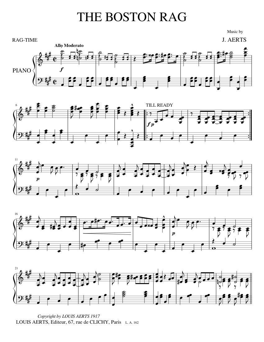 The Boston Rag (1917) Sheet music for Piano (Solo) | Musescore.com
