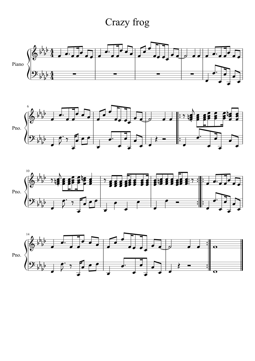 Crazy frog Sheet music for Piano (Solo) Easy | Musescore.com