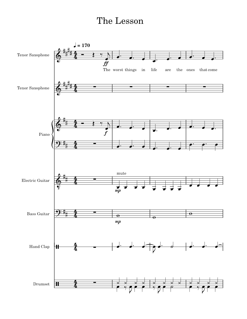 The Lesson Sheet music for Piano, Saxophone tenor, Guitar, Bass guitar ...