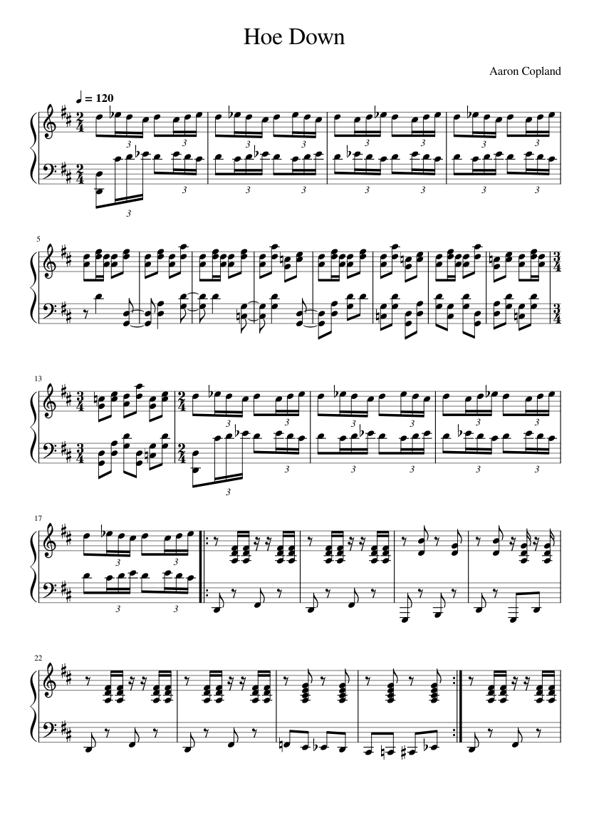 Hoe-Down – Aaron Copland Sheet Music for Piano (Solo) | MuseScore.com