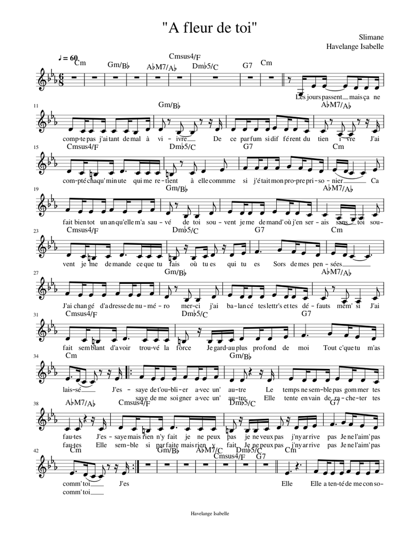 "A fleur de toi" Sheet music for Piano (Solo) | Musescore.com