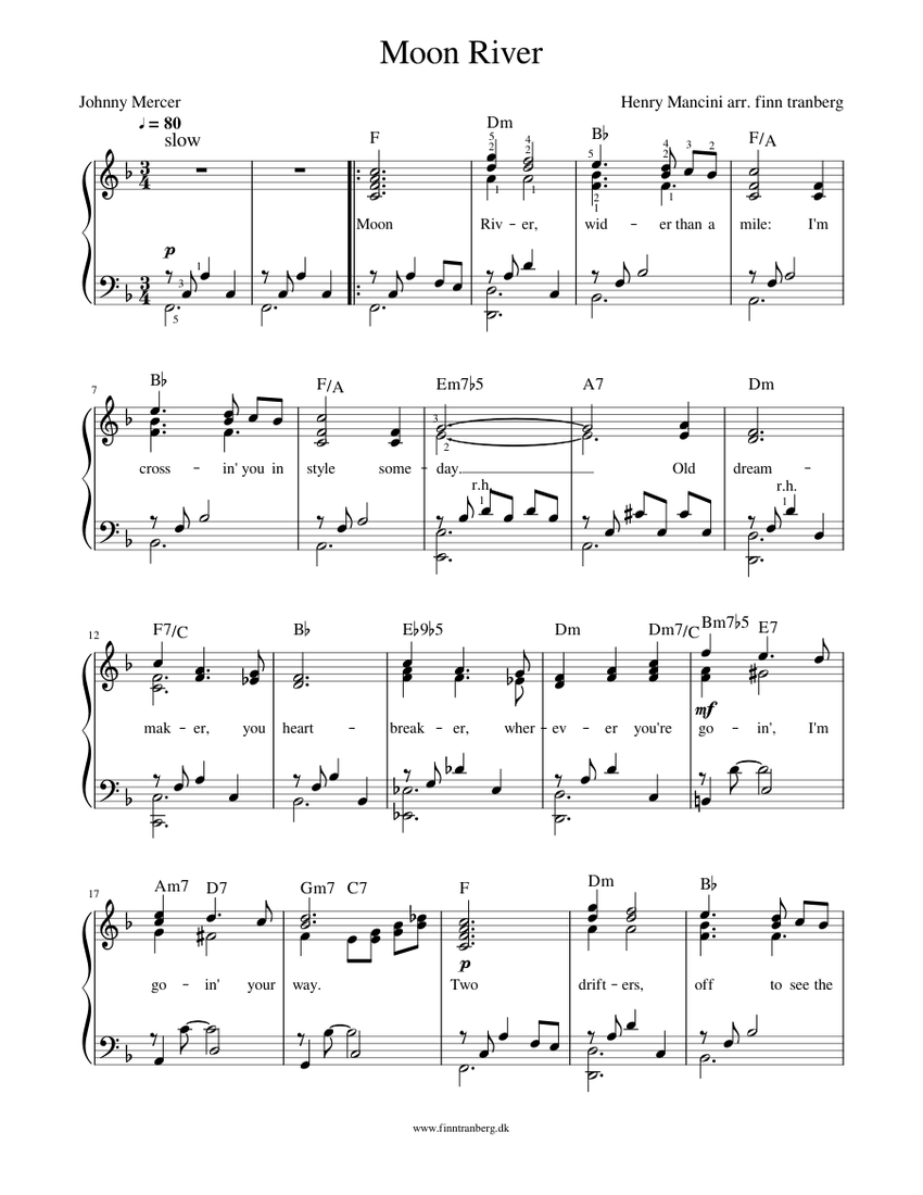 Moon River 2020 Sheet music for Piano (Solo) | Download and print in ...