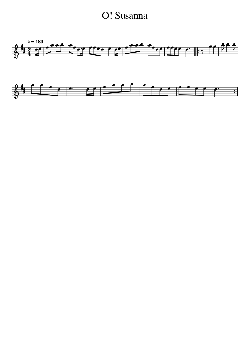 O! Susanna Sheet music for Piano (Solo) Easy | Musescore.com
