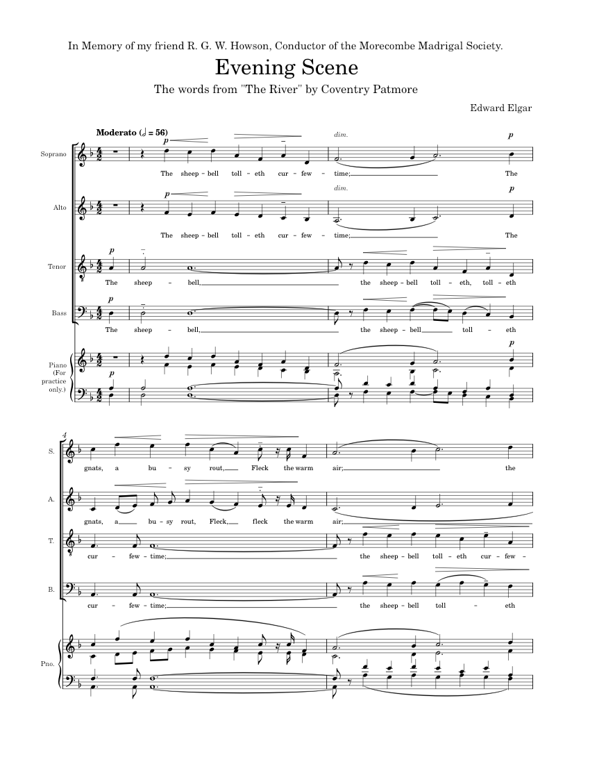Evening Scene – Edward Elgar Sheet music for Piano, Soprano, Alto ...