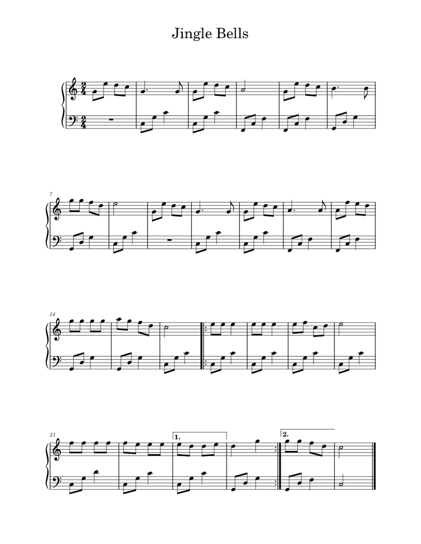 Jingle Bells Sheet music for Piano (Solo) Easy | Musescore.com