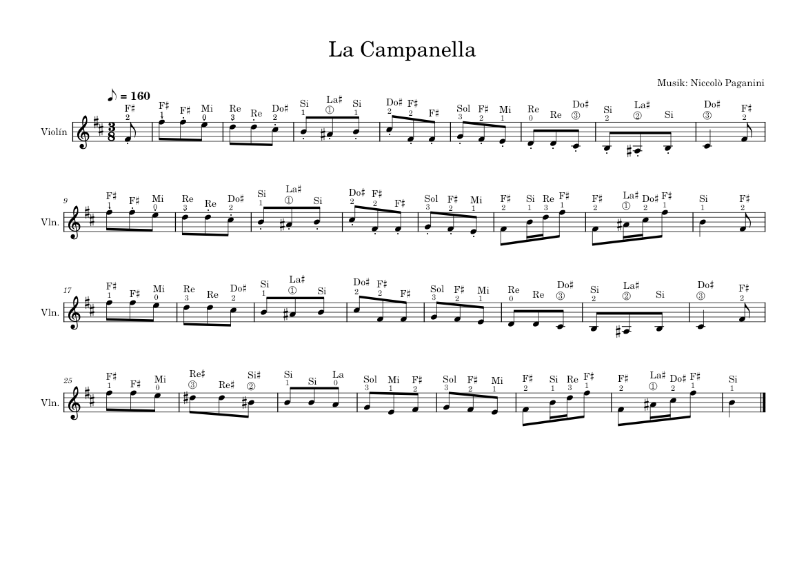 La Campanella easy violín Sheet Music with Chords for Violin (Solo) | MuseScore.com