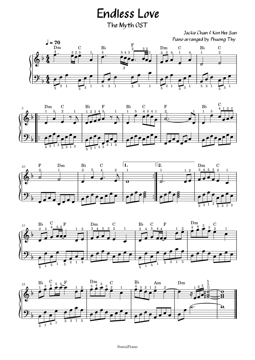 Endless love – Jackie Chan ft Kim Hee Sun Sheet Music with Chords for ...