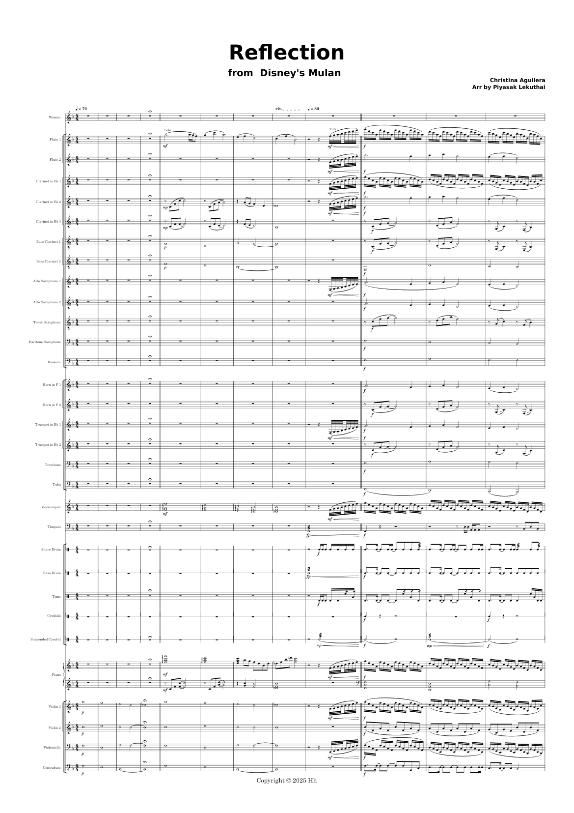 Reflection (from Mulan) – Christina Aguilera Sheet music for Piano ...