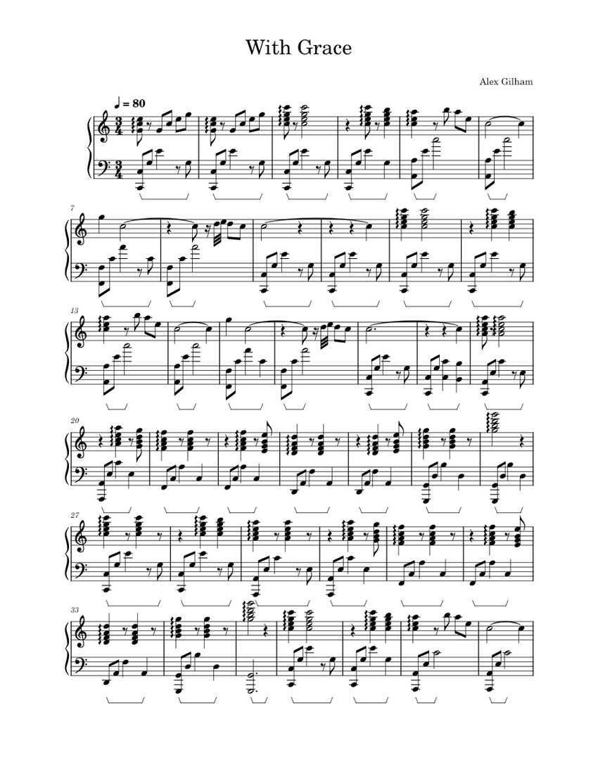 With Grace Sheet music for Piano (Solo) | Musescore.com