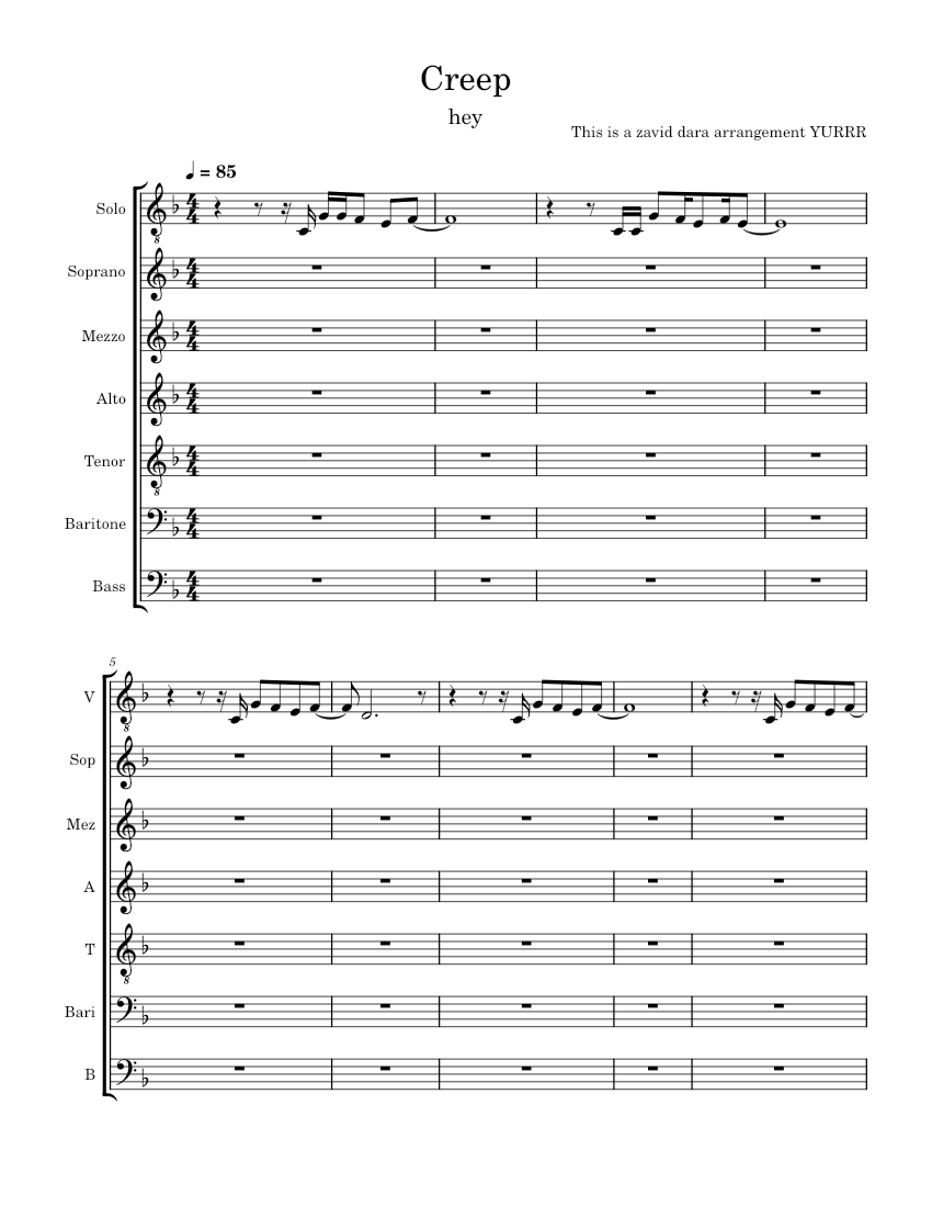 Creep (No Solo lyr) Sheet Music for Piano, Bass guitar (Mixed Ensemble ...